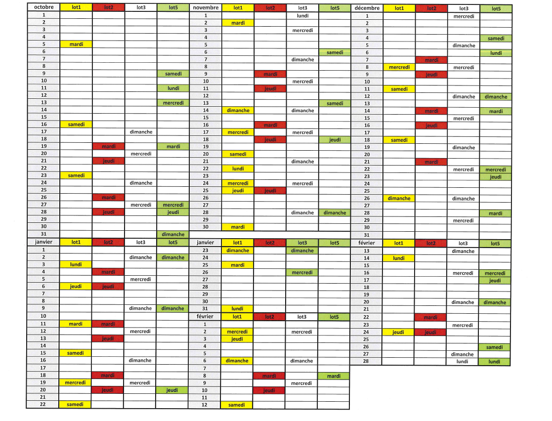 Carte et calendrier de chasse